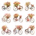 20 Floral Bicycles Watercolor Clipart, Floral Clipart, PNG Individual ...
