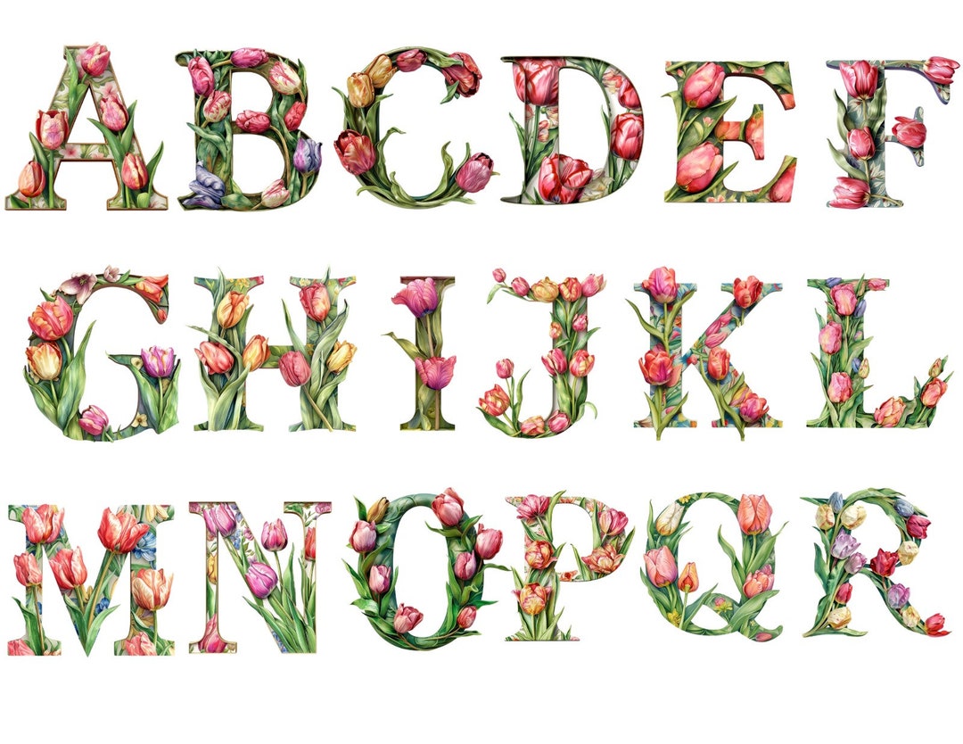 Tulips Alphabet, Letters Png, Alphabet Png, Instant Download for ...