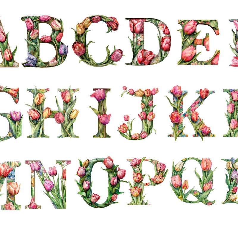 Floral Alphabet Png - Etsy