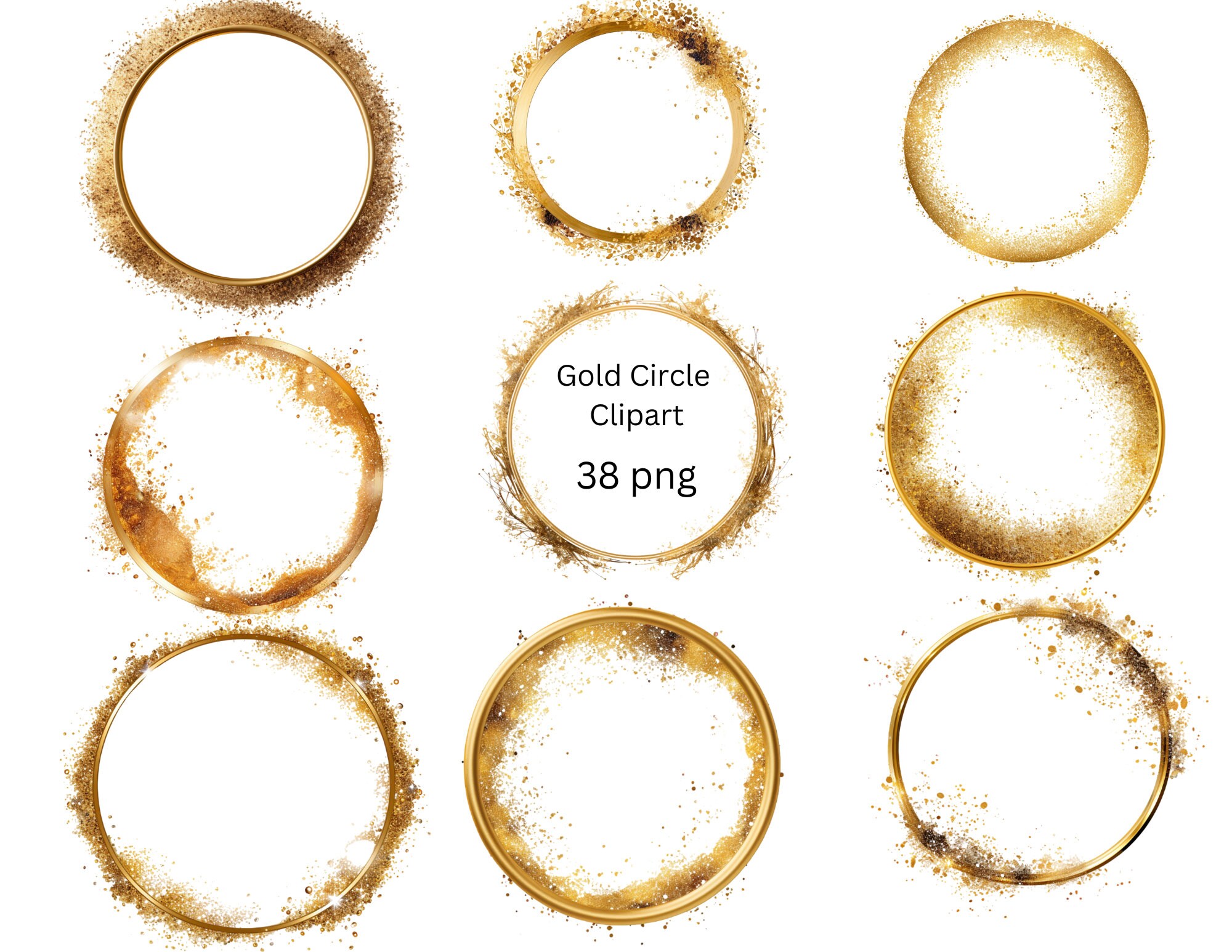 Gold Foil Glitter Round Frames Clipart, Logo Clipart, Logo Template ...