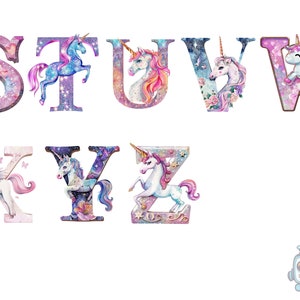 Glitter Unicorn Alphabet Clipart, Unicorn Letters, Transparent ...