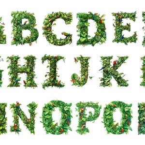 Tropical Jungle Alphabet Clipart - Parrot and Foliage Letters PNG ...