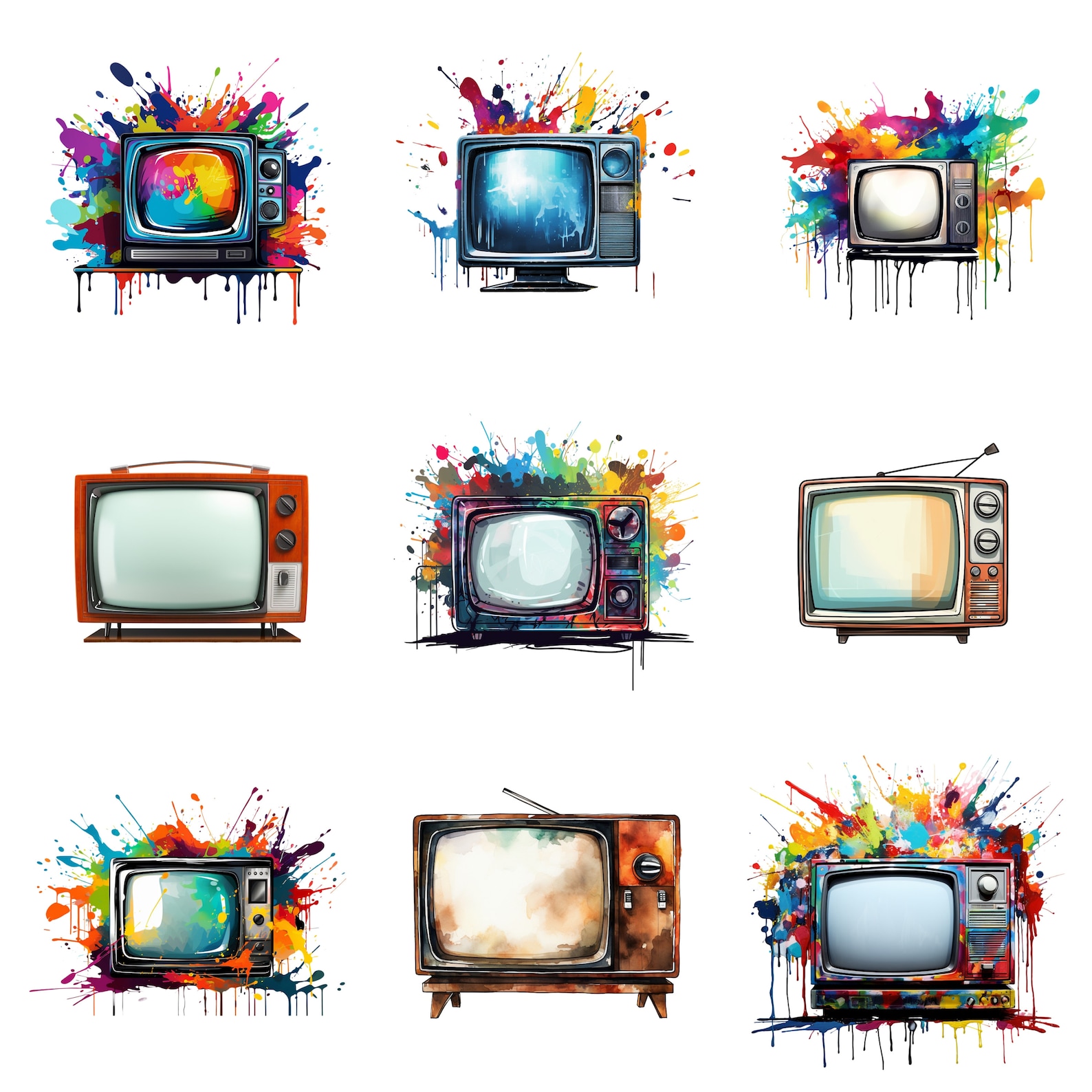 Television Clipart, Tvs Clipart, PNG Digital Files on Transparent ...