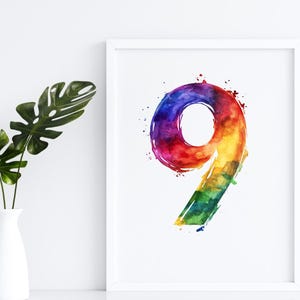 Rainbow Watercolor Numbers Clipart - Vibrant Splashy Numerals PNG ...