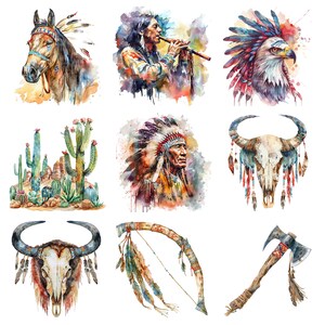 Watercolor American Indian Clipart, Native American PNG Individual ...