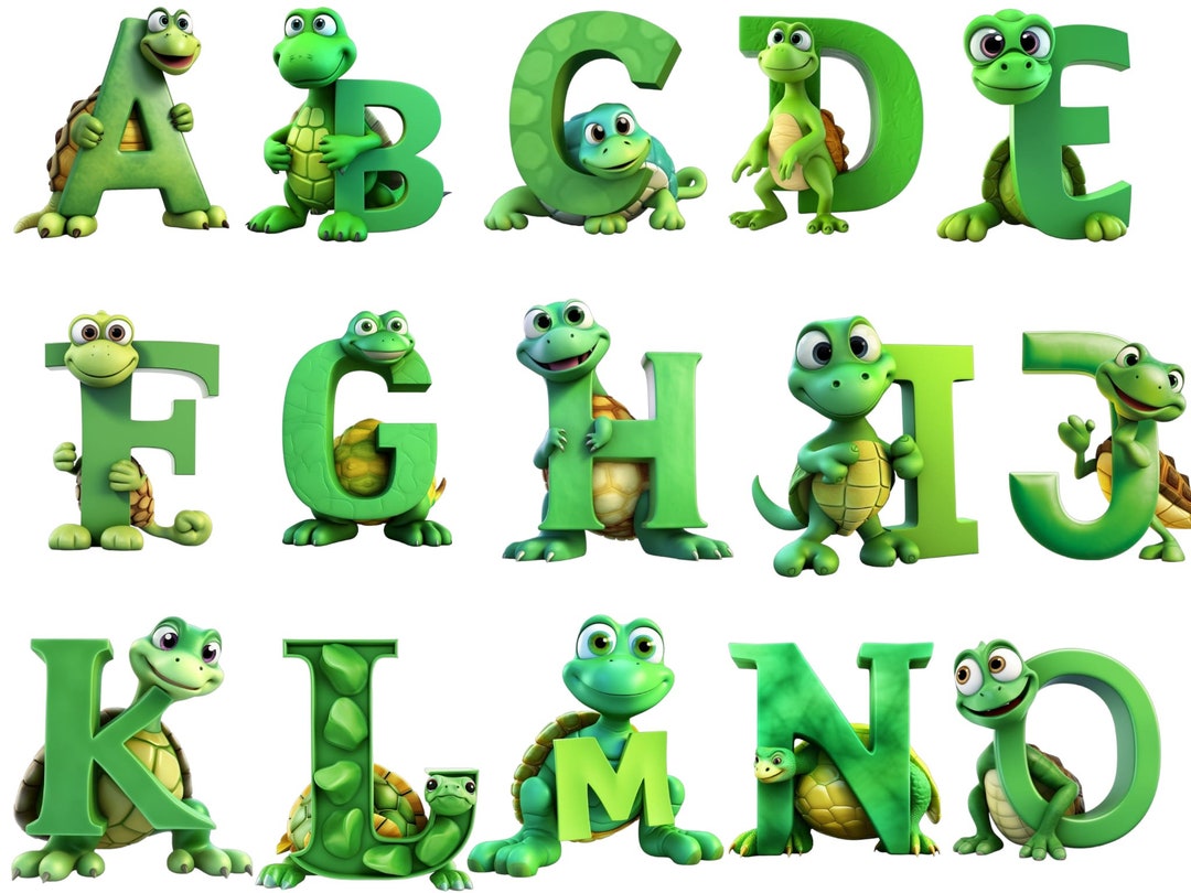 Turtle Alphabet Clipart Transparent Background High Quality - Etsy