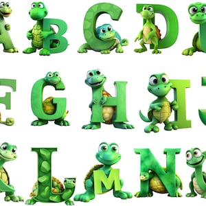 Turtle Alphabet Clipart Transparent Background High Quality - Etsy