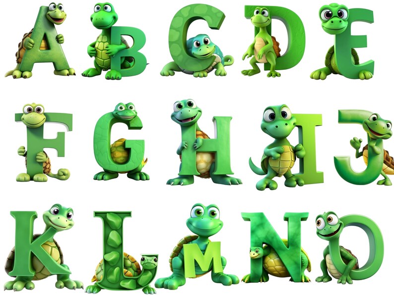 Turtle Alphabet Clipart Transparent Background High Quality - Etsy