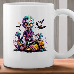 Halloween Zombie Watercolor Clipart, Halloween Clipart, PNG Individual ...
