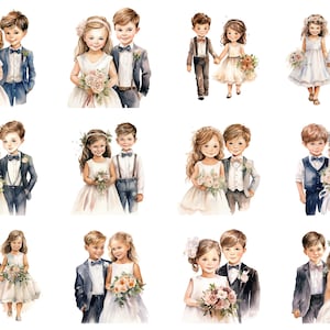 33 Kids Wedding Watercolor Clipart, Wedding Clipart, PNG Digital Files ...