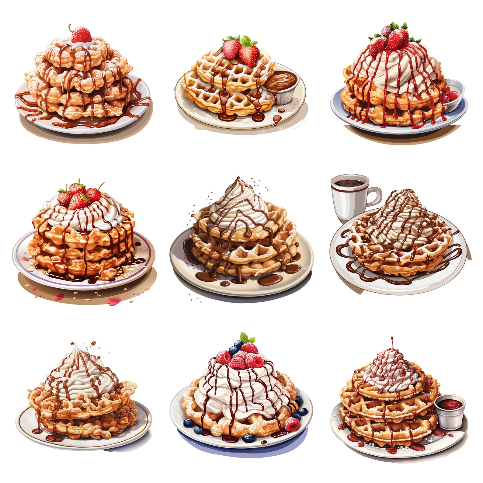Funnel Cakes Clipart, Sweet Dessert PNG, Digital Files on Transparent ...