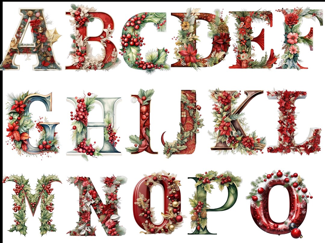 Christmas Alphabet Clipart, Transparent Background, High Quality ...
