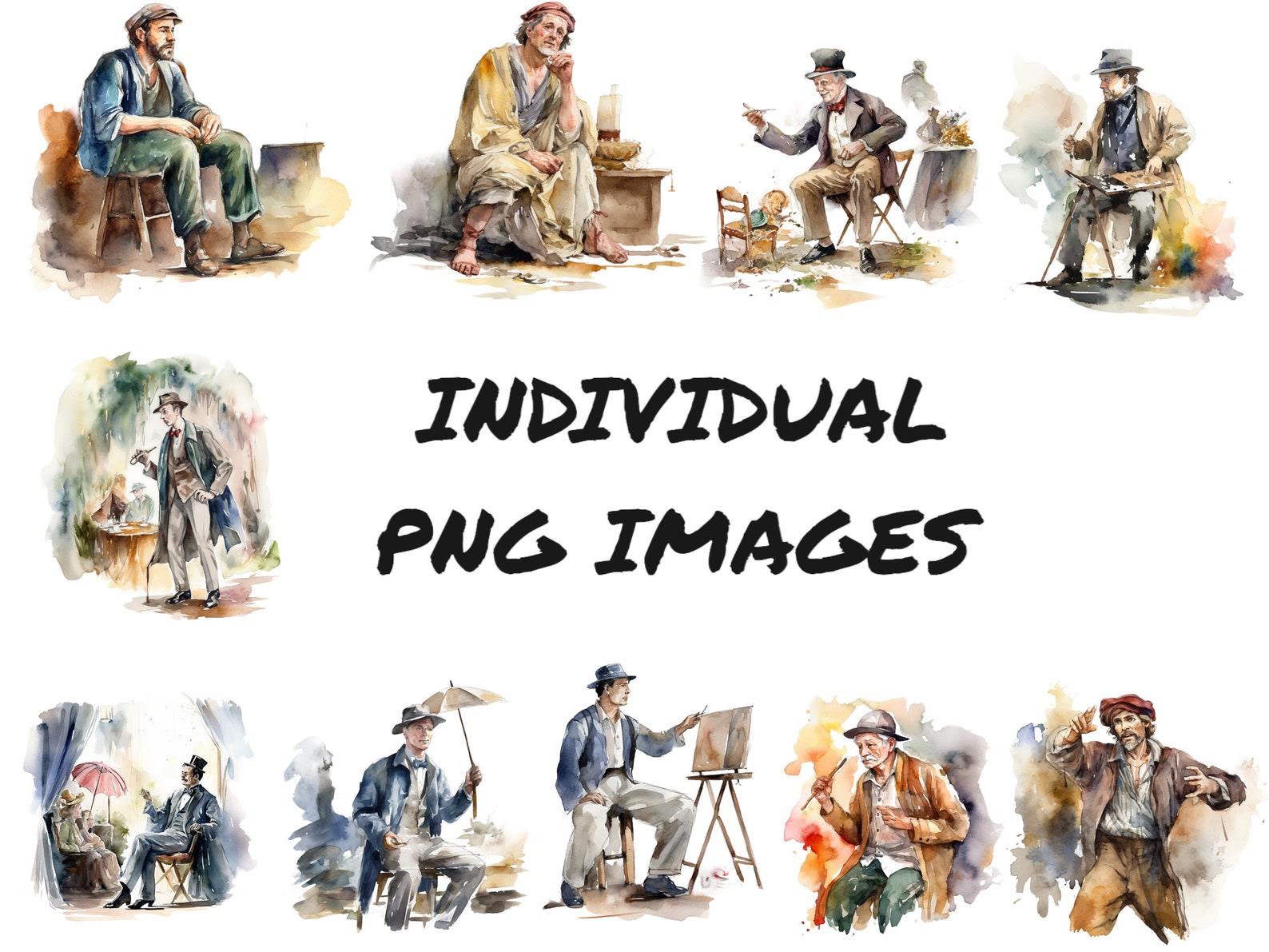 Watercolor Actors Clipart Playing PNG Digital Files on a - Etsy