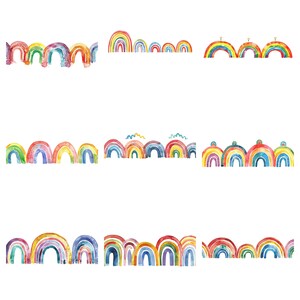 19 Rainbow Borders Watercolor Clipart, Border Clipart, PNG Individual ...