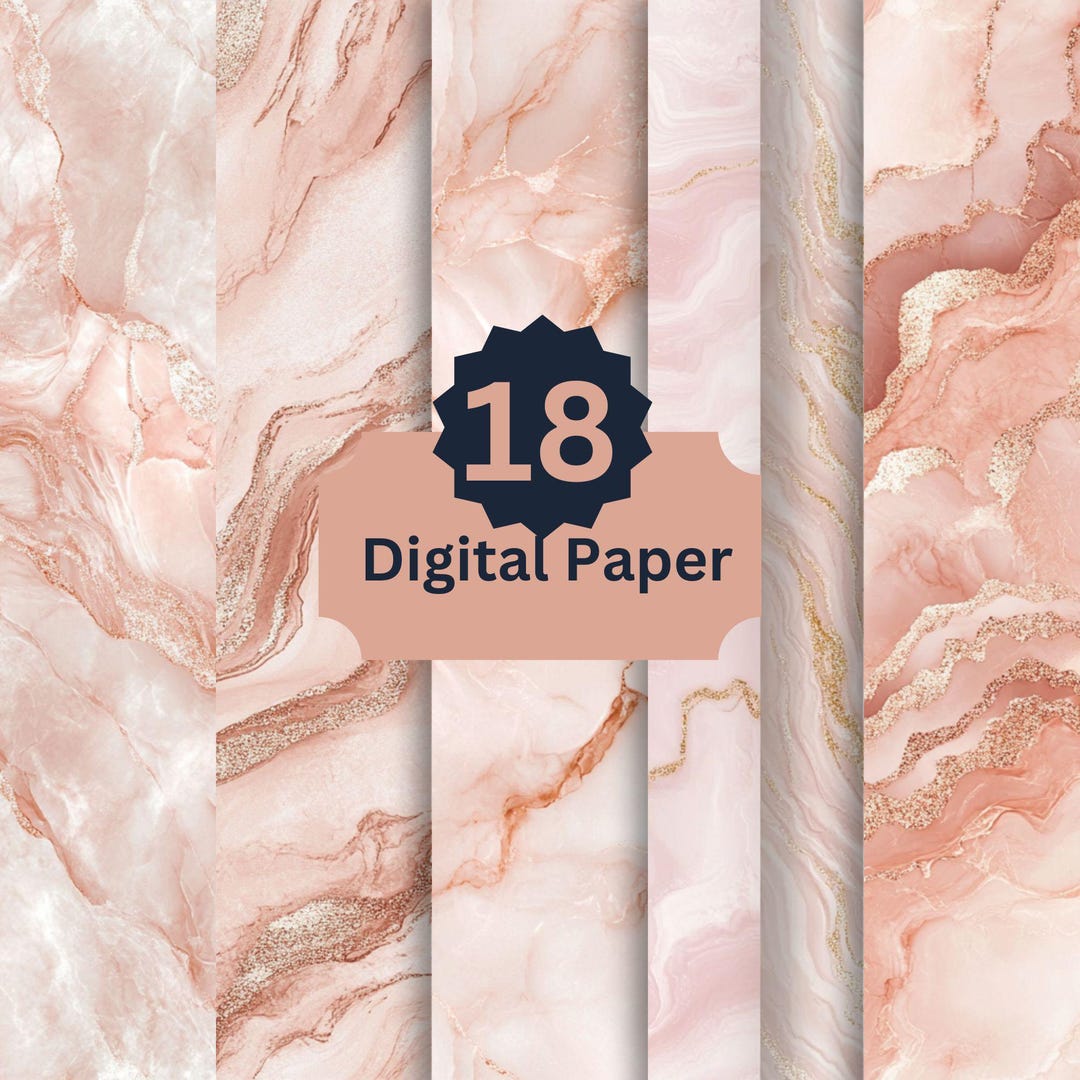 Rose Gold Marble Digital Paper, 18 Elegant Blush Textures, Luxury ...