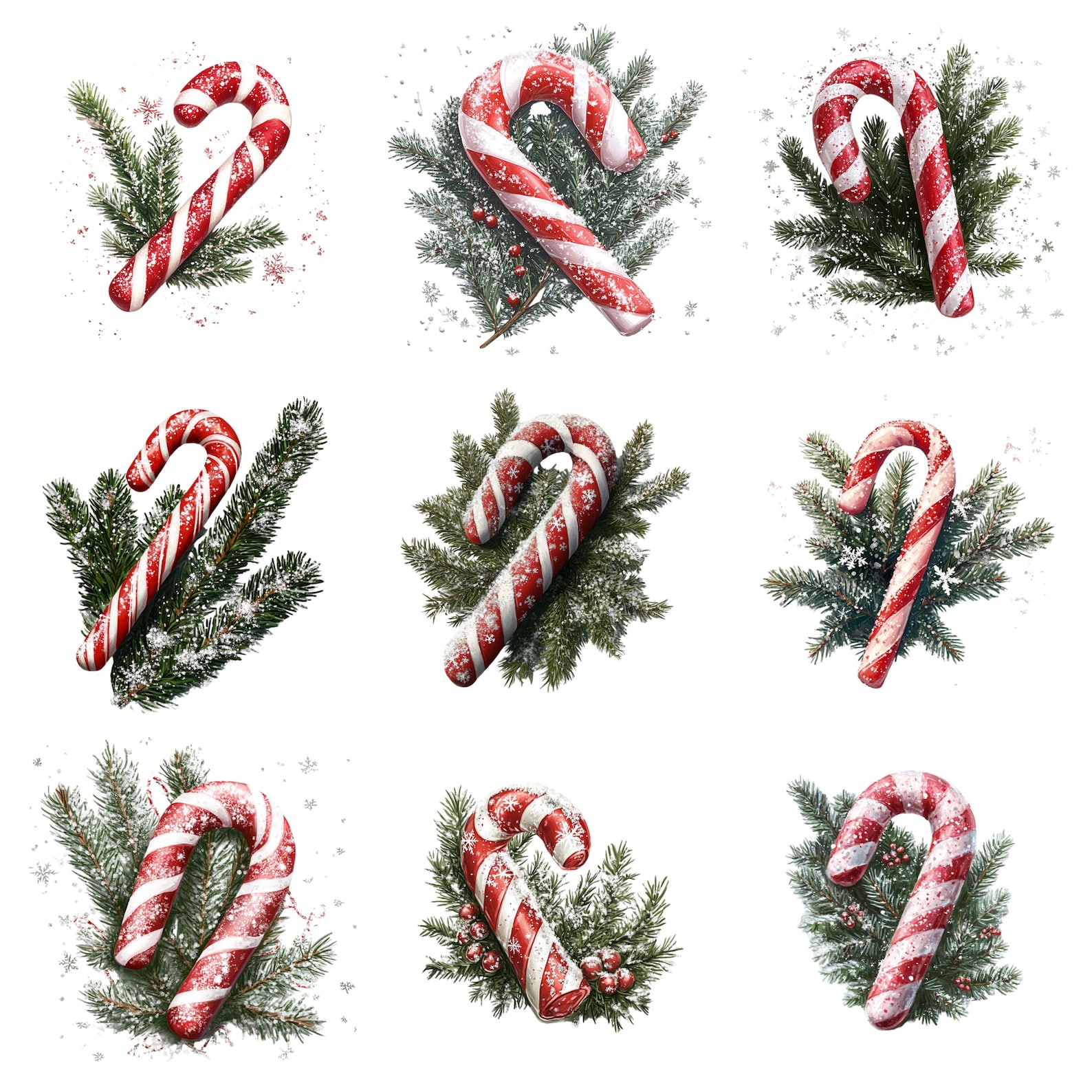 37 Christmas Candy Canes Clipart, Christmas Clipart, PNG Individual ...