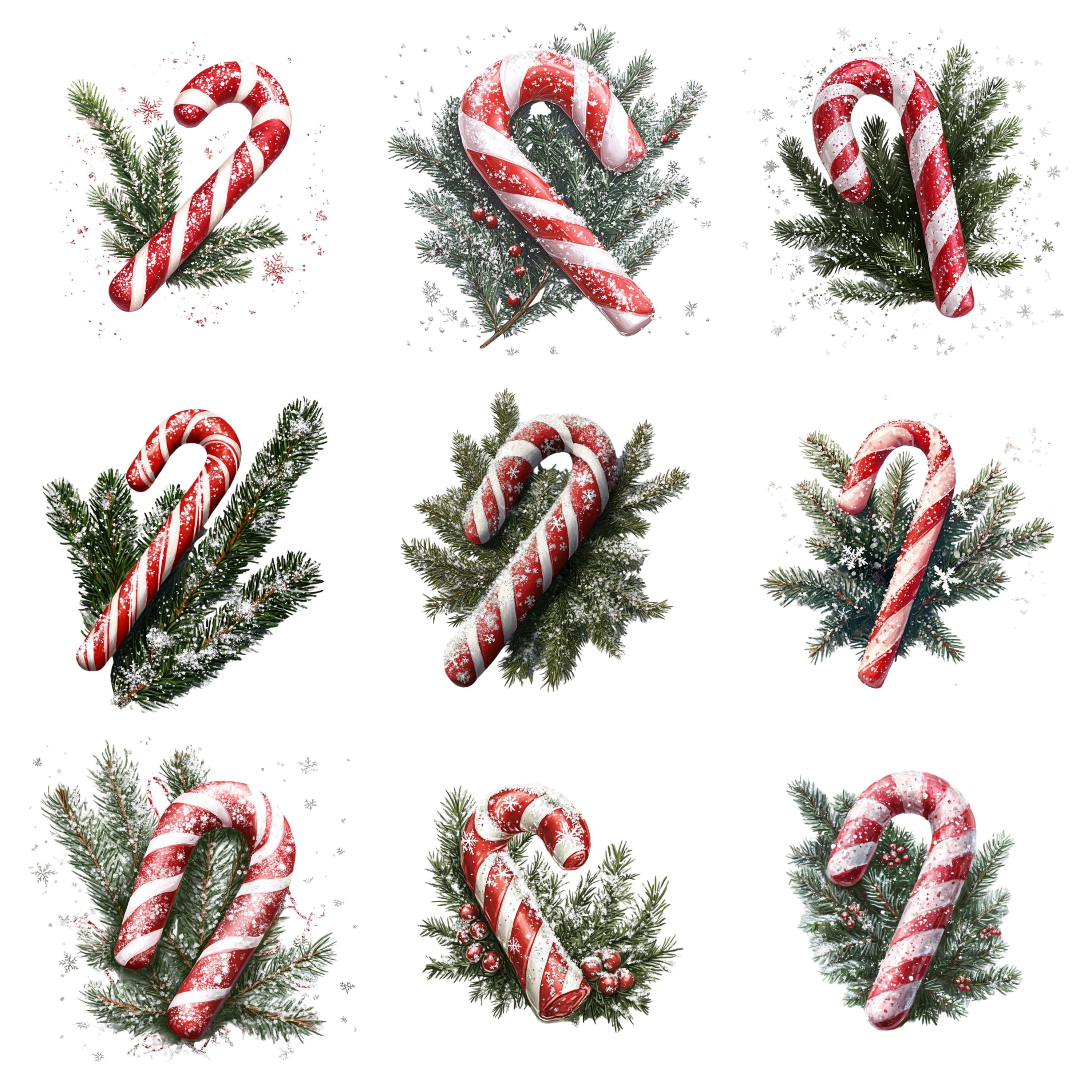 37 Christmas Candy Canes Clipart, Christmas Clipart, PNG Individual ...