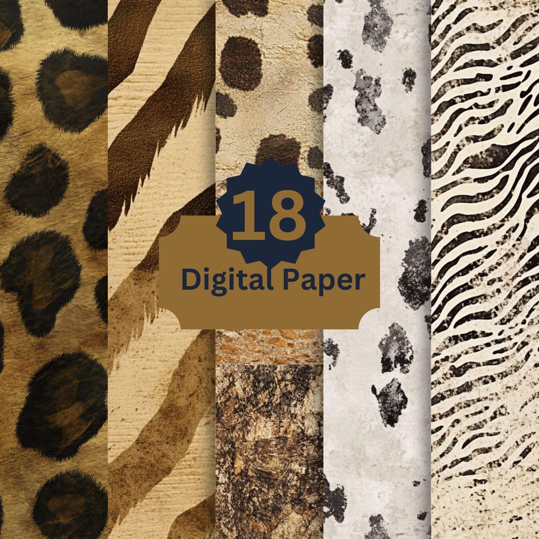 Animal Print Digital Paper Pack - 18 Wild Safari Patterns for ...