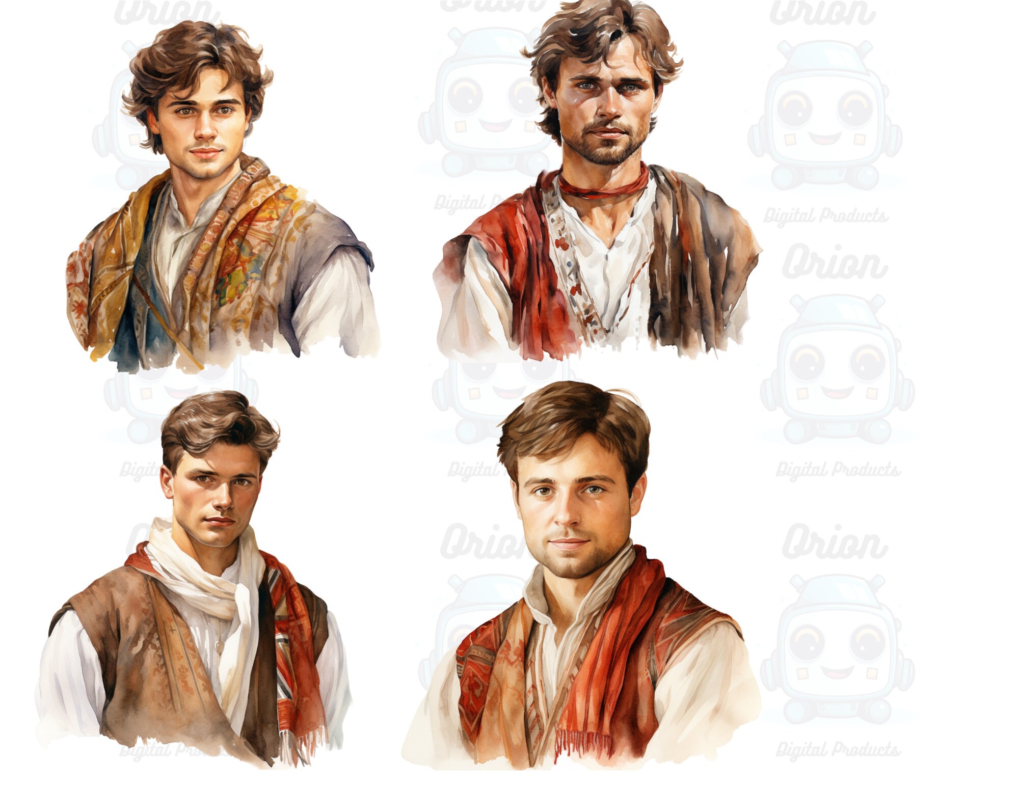 Watercolor Romanians Clipart, PNG Files on a Transparent Background ...