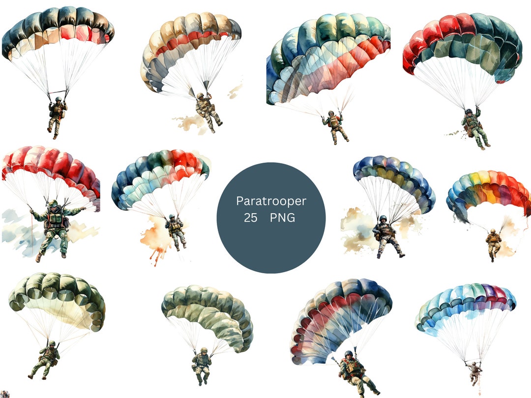 25 Paratroopers Watercolor Clipart, Military Clipart, PNG Digital Files ...