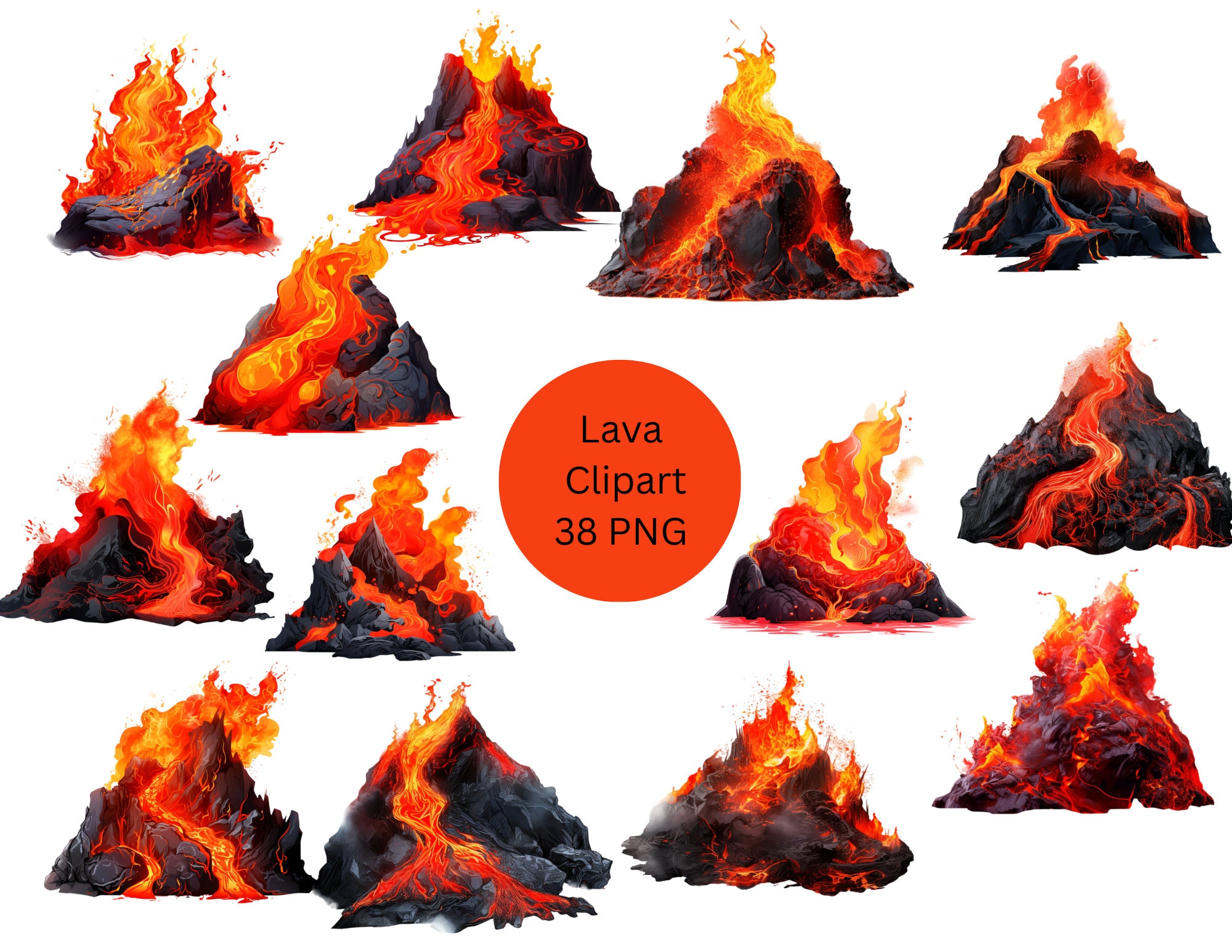 Lava Clipart Magma Clipart PNG Digital Files on Transparent - Etsy