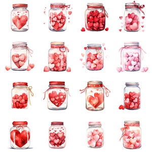 Watercolor Heart Jars Clipart, PNG Digital Files on Transparent ...