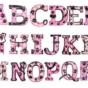 Pink Dog Paw Alphabet Clipart, PNG Individual Images on Transparent ...