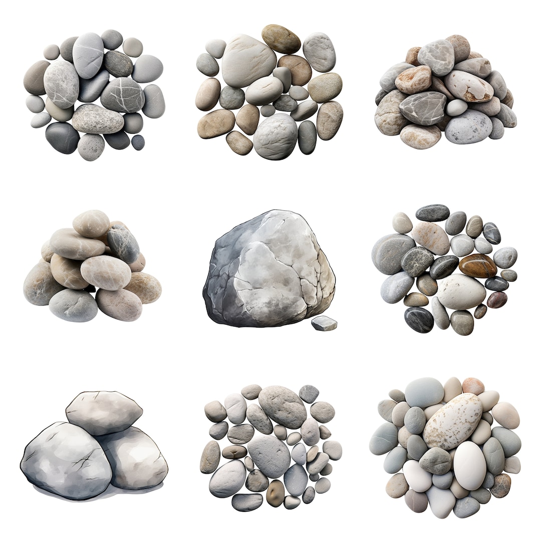Stones Clipart, PNG Digital Files on Transparent Background ...