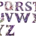 Watercolor Floral Violet Alphabet Clipart , Floral Alphabet ...