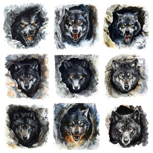 25 Scary Wolves in Caves Clipart, Watercolor Clipart, Halloween, PNG ...