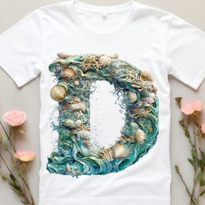 Ocean-themed Alphabet Clipart Set - Seashells & Coral Letters - Marine ...