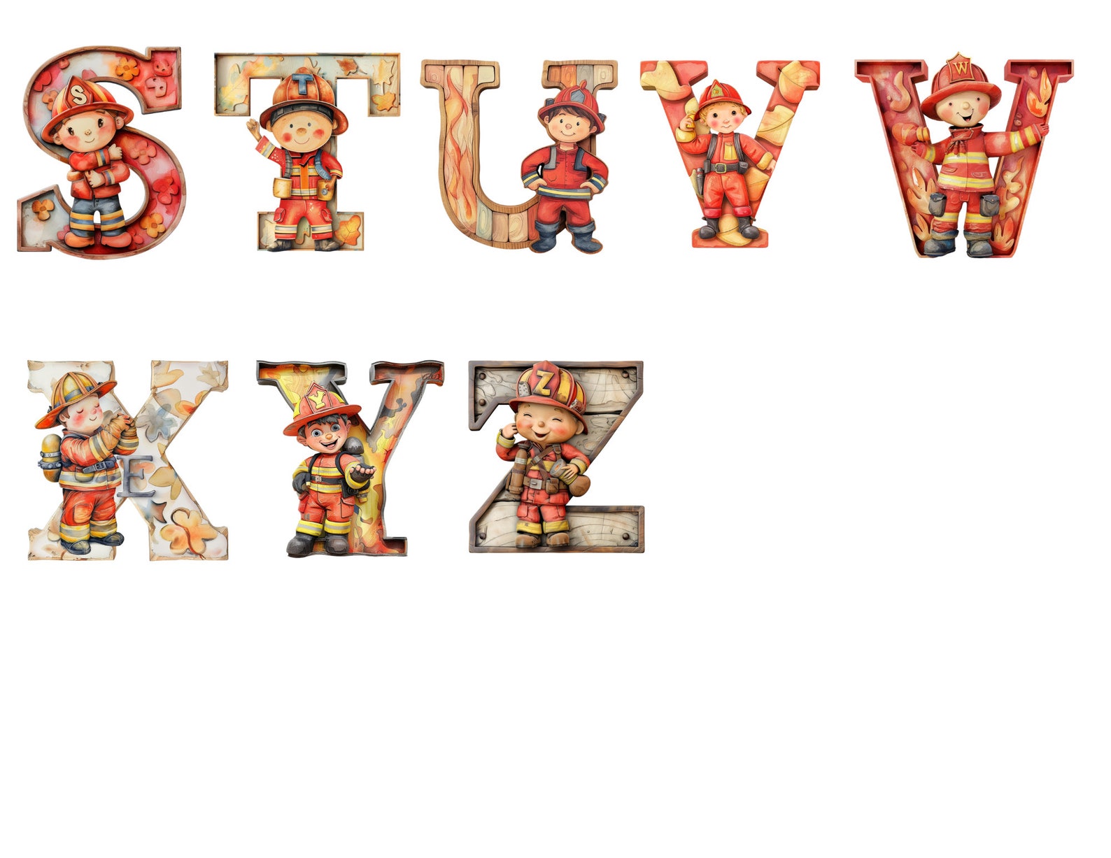 Fireman Alphabet, Letters Png, Alphabet Png, Instant Download for ...