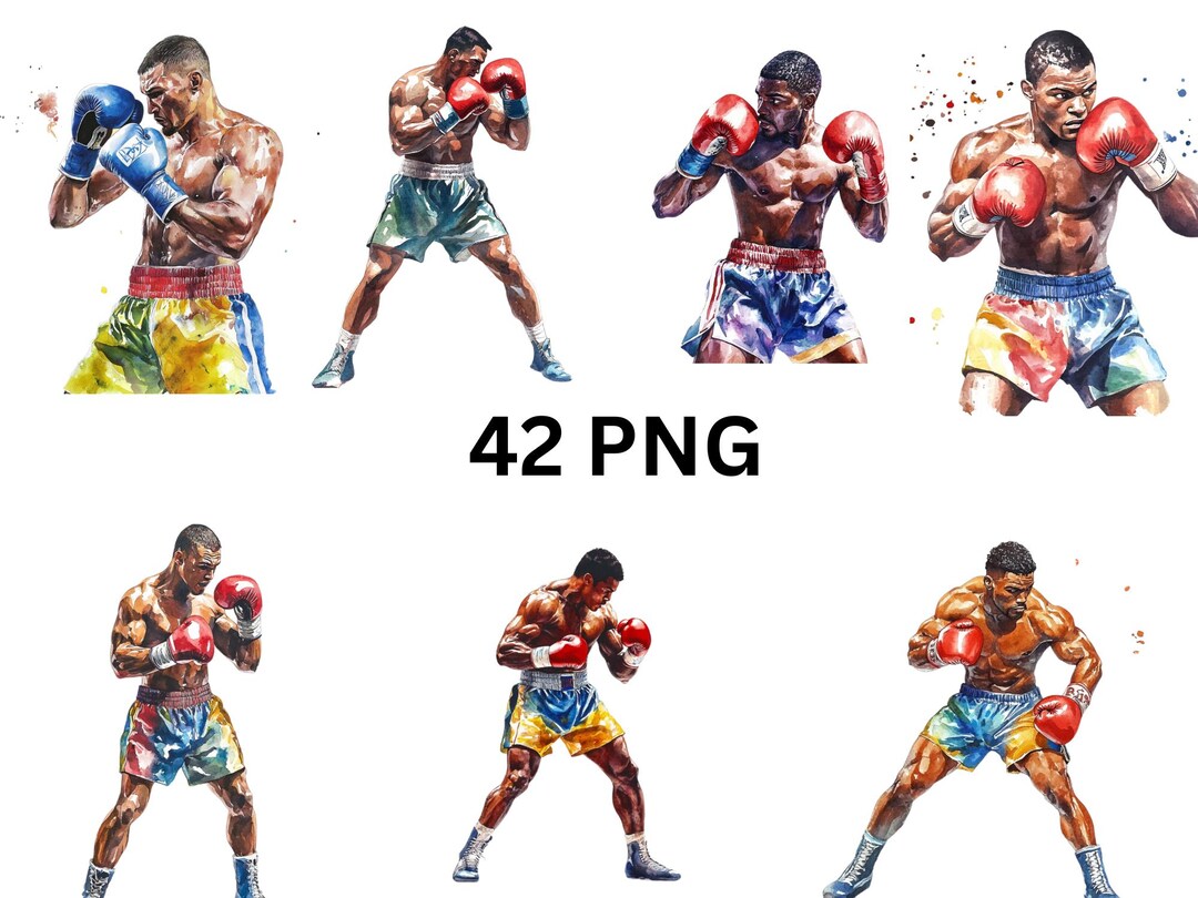 Boxers Clipart | 42 PNG Digital Boxing Fighters, PNG Individual Images ...