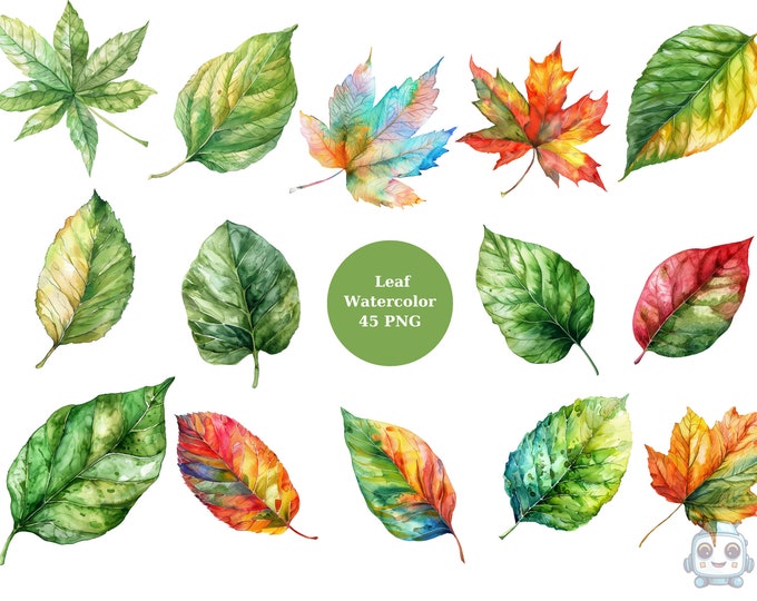 Doodled Leaves Clip Art, PNG Leaf Digital Stamp Printable & Photoshop ...