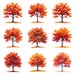 Watercolor Autumn Tree Clipart | 36 PNG Individual Images on ...