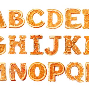 Orange Alphabet Watercolor Clipart, Alphabet Clipart, PNG Individual ...