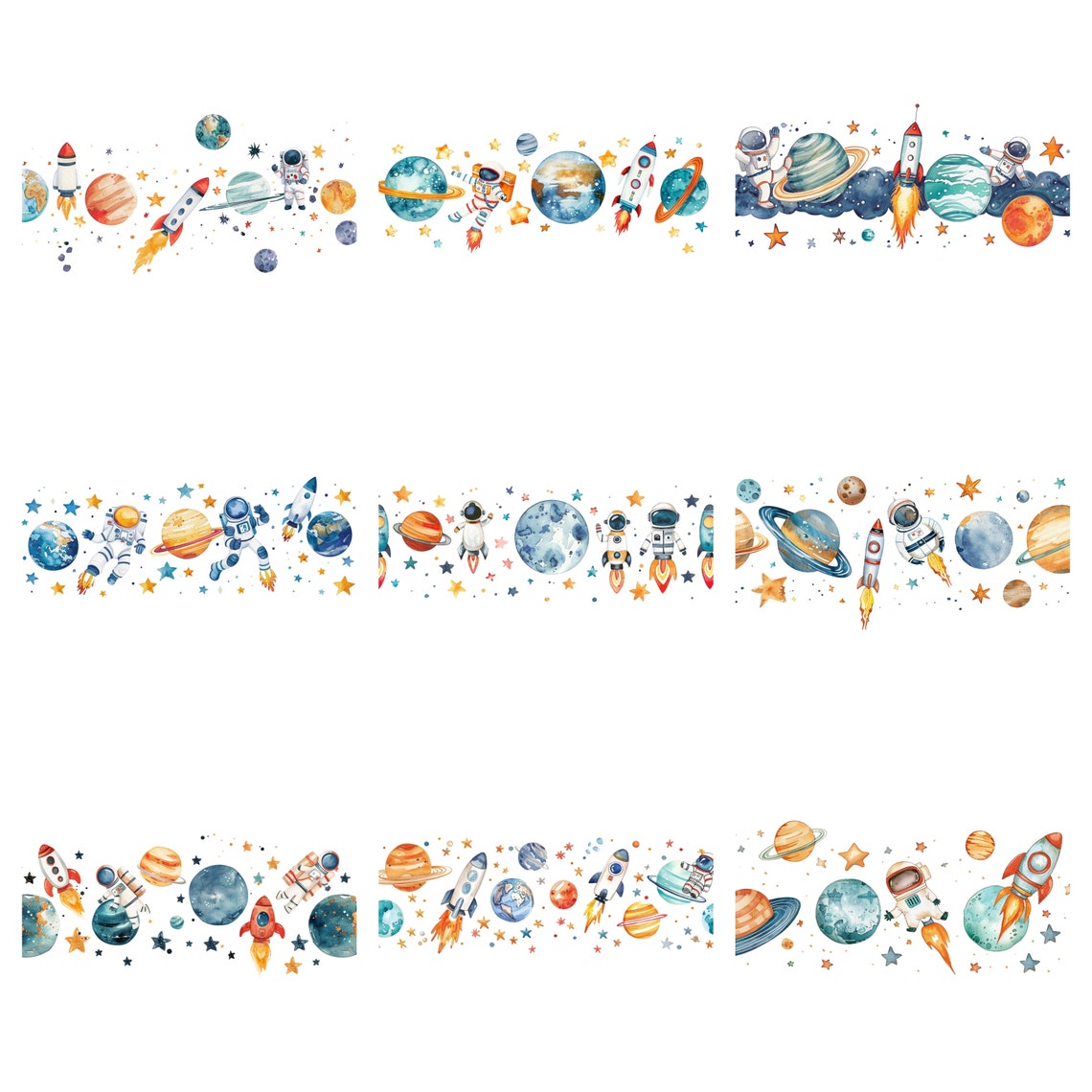 34 Space Borders Watercolor Clipart, Border Clipart, PNG Individual ...