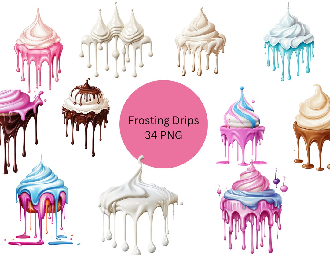 Frosting Drips Clipart, Dessert PNG, Digital Files on Transparent ...
