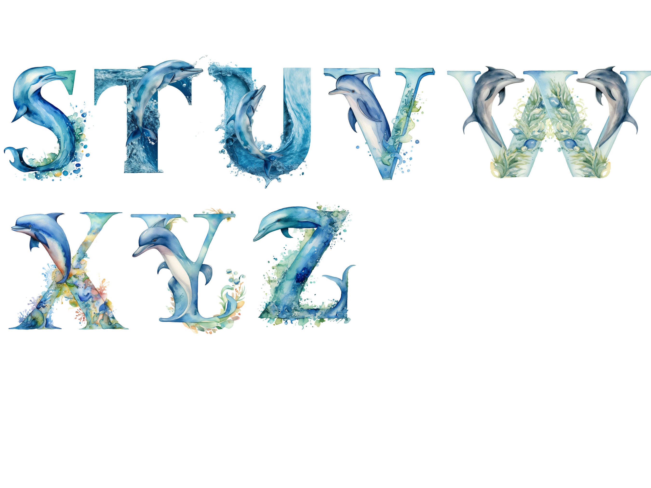 Dolphin Alphabet, Letters Png, Alphabet Png, Instant Download for ...