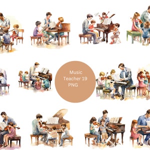 19 Music Teachers Watercolor Clipart, Teacher Clipart, PNG Digital ...