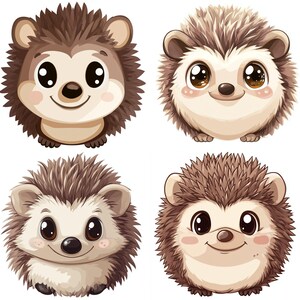 Cute Hedgehog Clipart Bundle – Woodland Animal PNG Set, Baby Forest ...