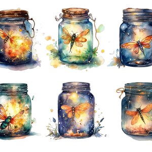 Watercolor Firefly Jars Clipart - Fantasy Fireflies PNG Digital Files ...