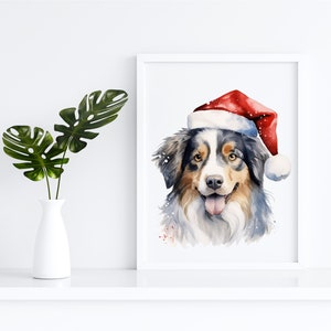 Watercolor Santa Dogs Clipart, Christmas PNG Digital Files on ...