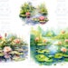 Watercolor Lily Ponds Clipart, PNG Digital Files on a Transparent ...