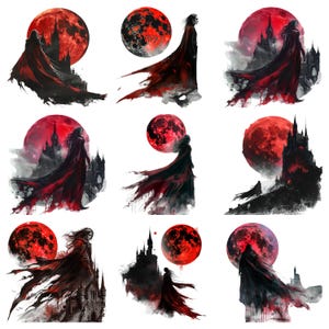 18 Moonlight Vampires Clipart, Halloween Clipart, PNG Individual Images ...
