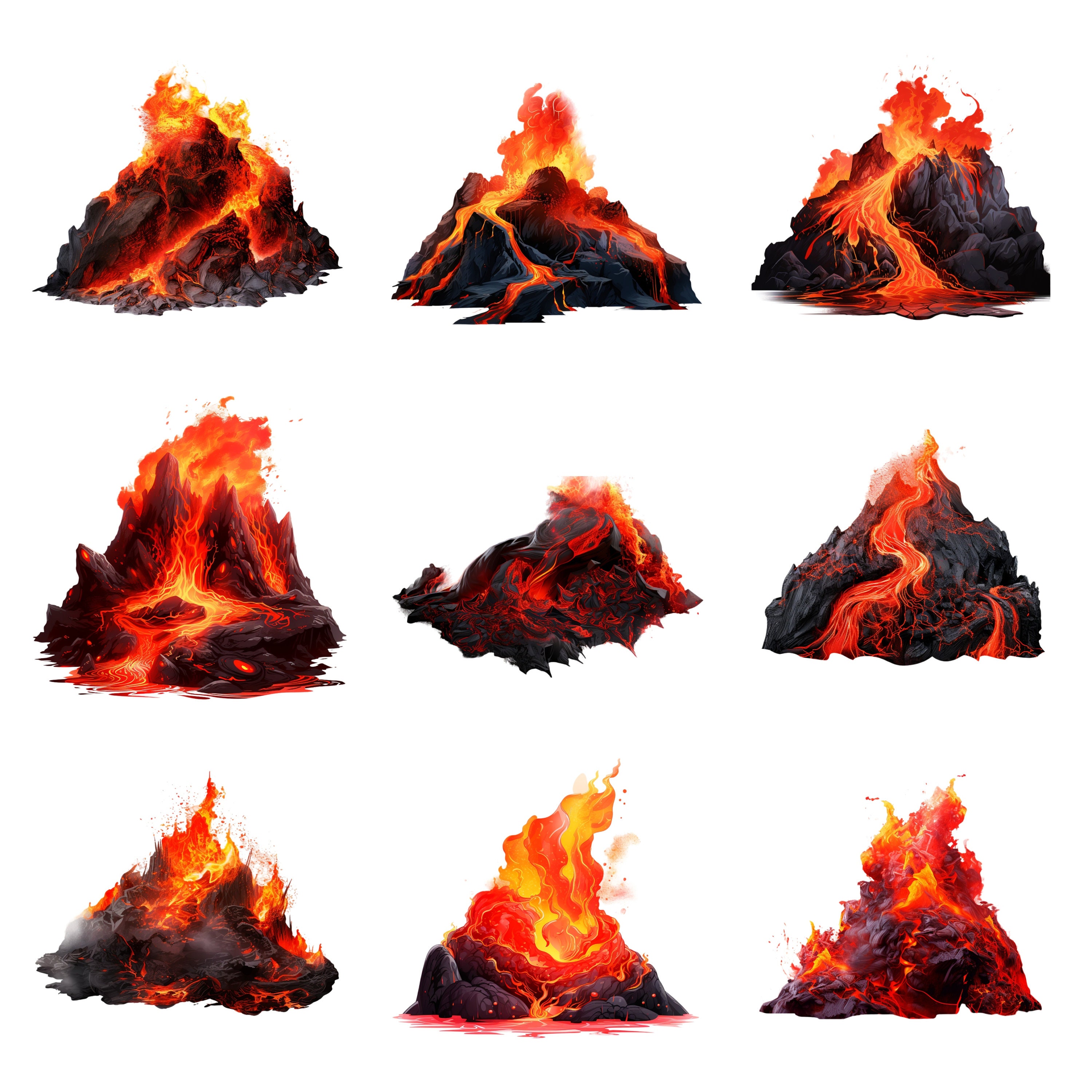 Lava Clipart Magma Clipart PNG Digital Files on Transparent - Etsy