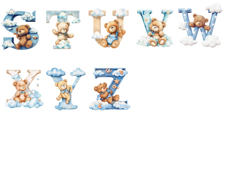 Teddy Bear Alphabet, Letters Png, Alphabet Png, Instant Download for ...