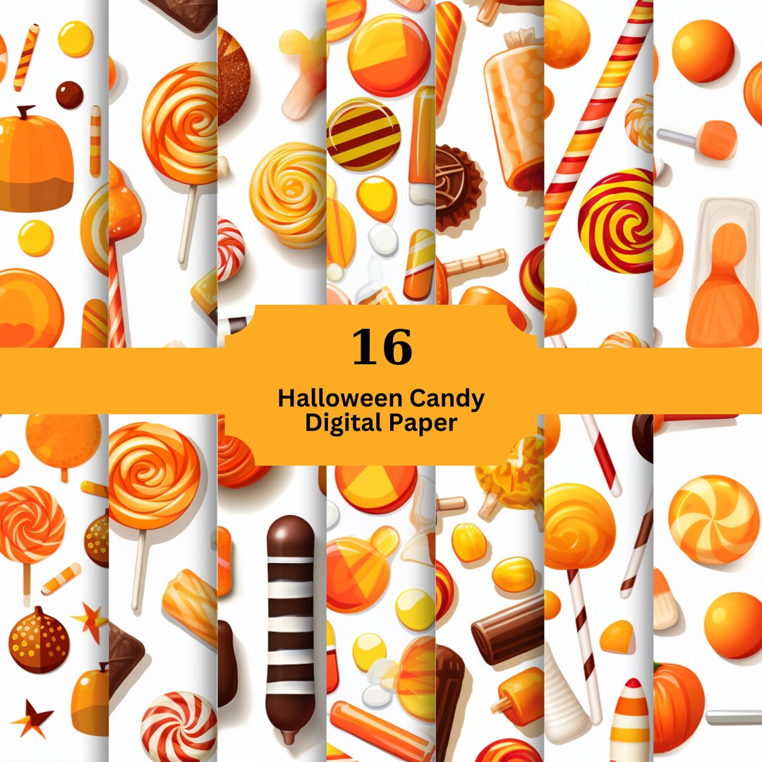 Halloween Candy Digital Paper, Digital Paper Pack, Printable Scrapbook ...