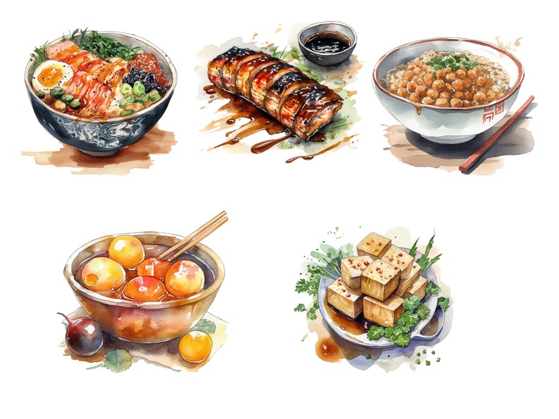 Watercolor Japanese Food Clipart, PNG Digital Images, Transparent ...