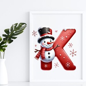 Winter Snowman Alphabet Clipart, Christmas Clipart, PNG Individual ...